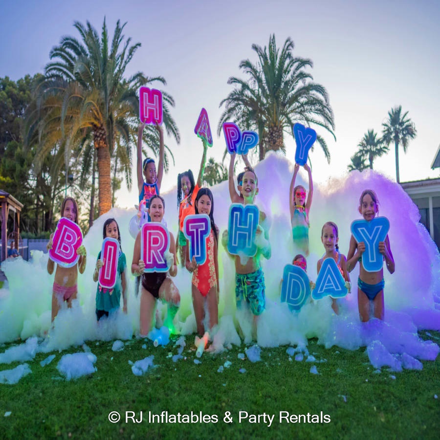 1 Hour Foam Party - Waterslide, Bounce House, Table, and Chair Rentals ...