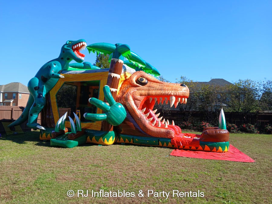 T-Rex Combo Waterslide - Waterslide, Bounce House, Table, and Chair ...